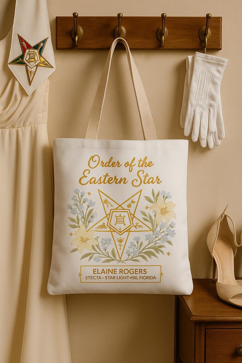 Custom Eastern Star Tote Bag Personalized OES Gift for Sisters Officer ...