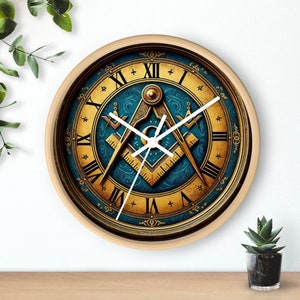 Masonic Wall Clock | Freemason Symbol, Elegant Wood Frame - Etsy