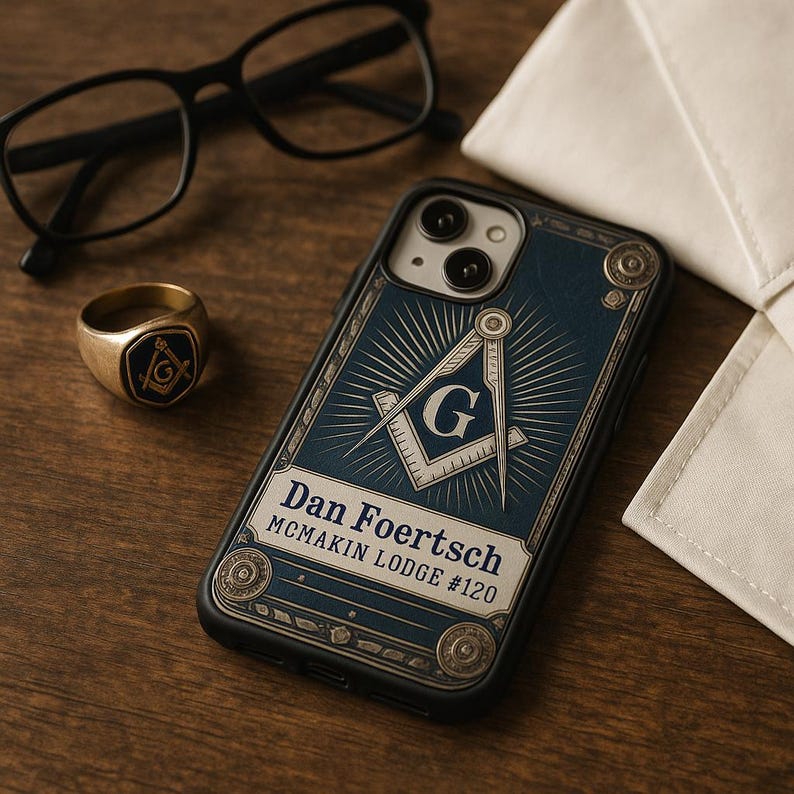 Personalized Masonic Phone Case - Custom Freemason Lodge Name & Symbol ...