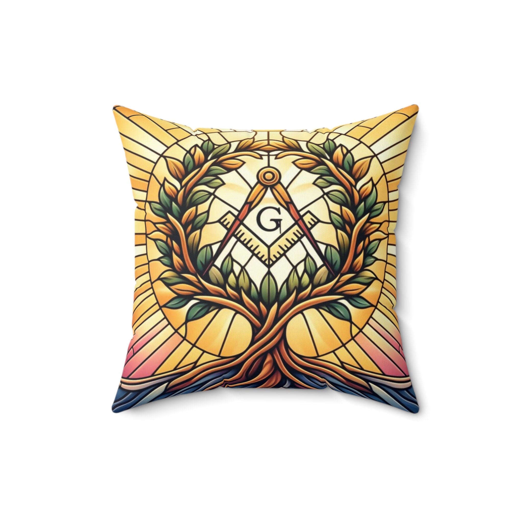 Grand Masonic Crest Cushion Freemason Tree of Life Throw Pillow - Etsy