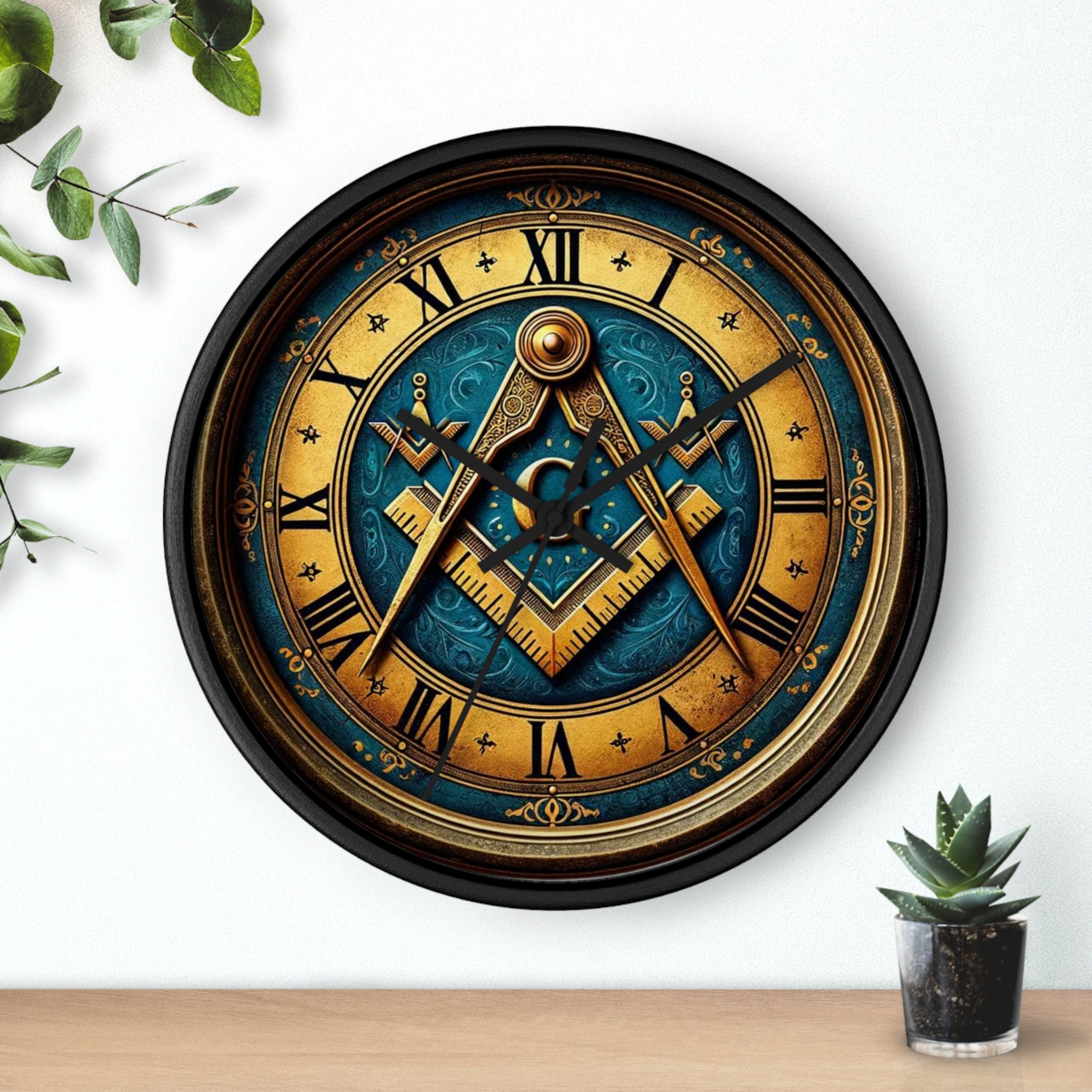 Masonic Wall Clock | Freemason Symbol, Elegant Wood Frame - Etsy