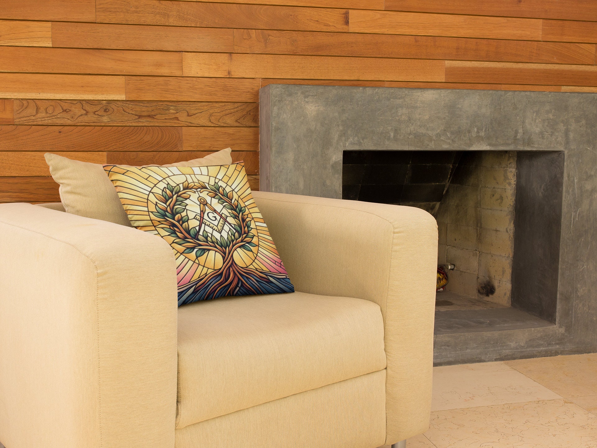 Grand Masonic Crest Cushion Freemason Tree of Life Throw Pillow - Etsy