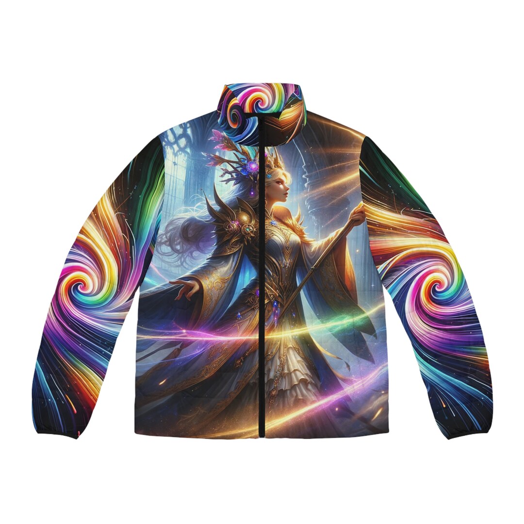 Psychedelic Champion Puffer Jacket Rainbow Light Weapon Design With ...