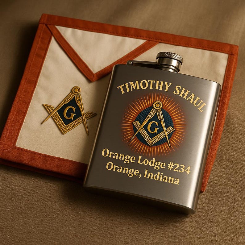 Personalized Masonic Stainless Steel Flask | Custom Engraved Freemason ...