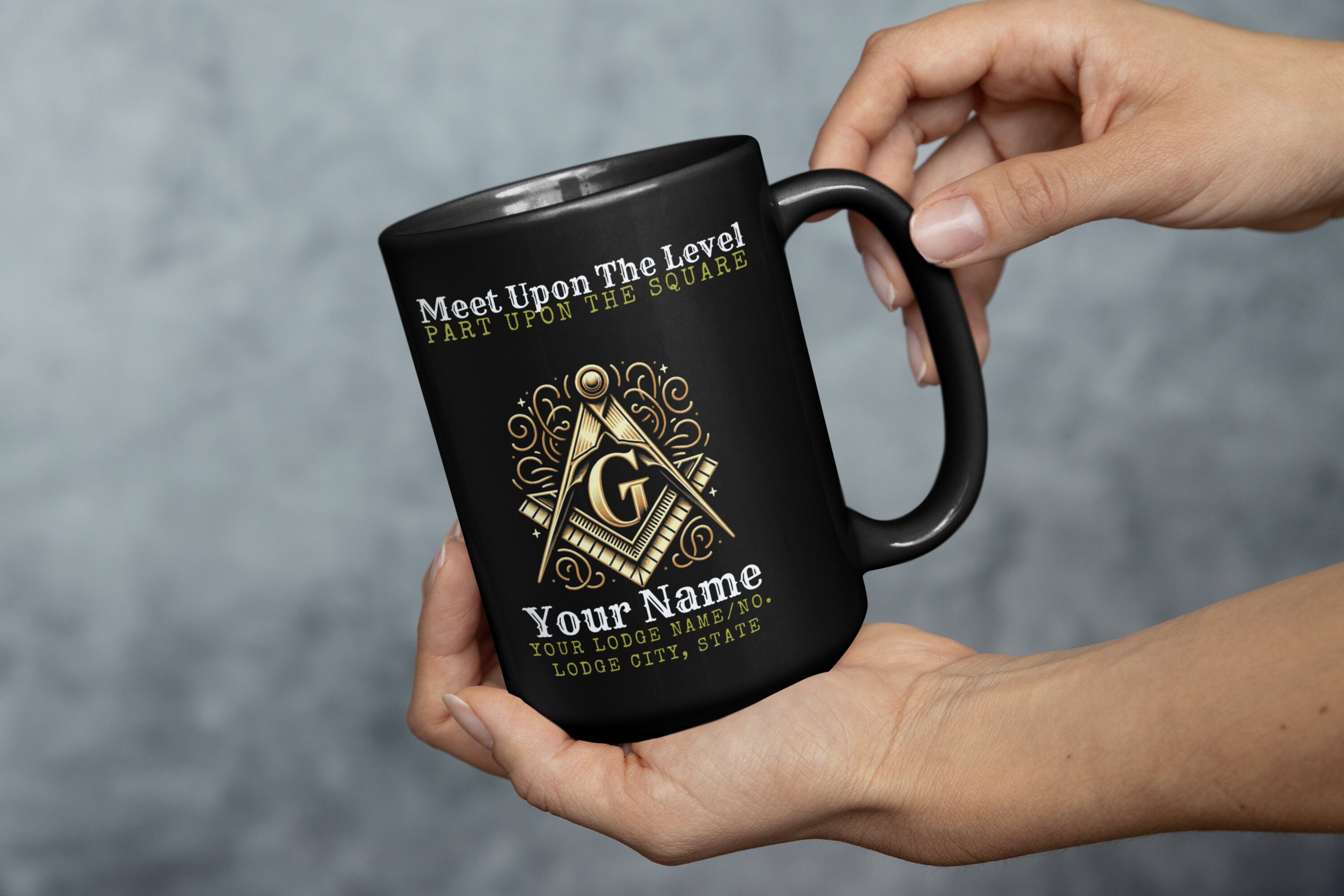 Custom Masonic Level and Square Mug - 15 Oz Personalized Freemason ...
