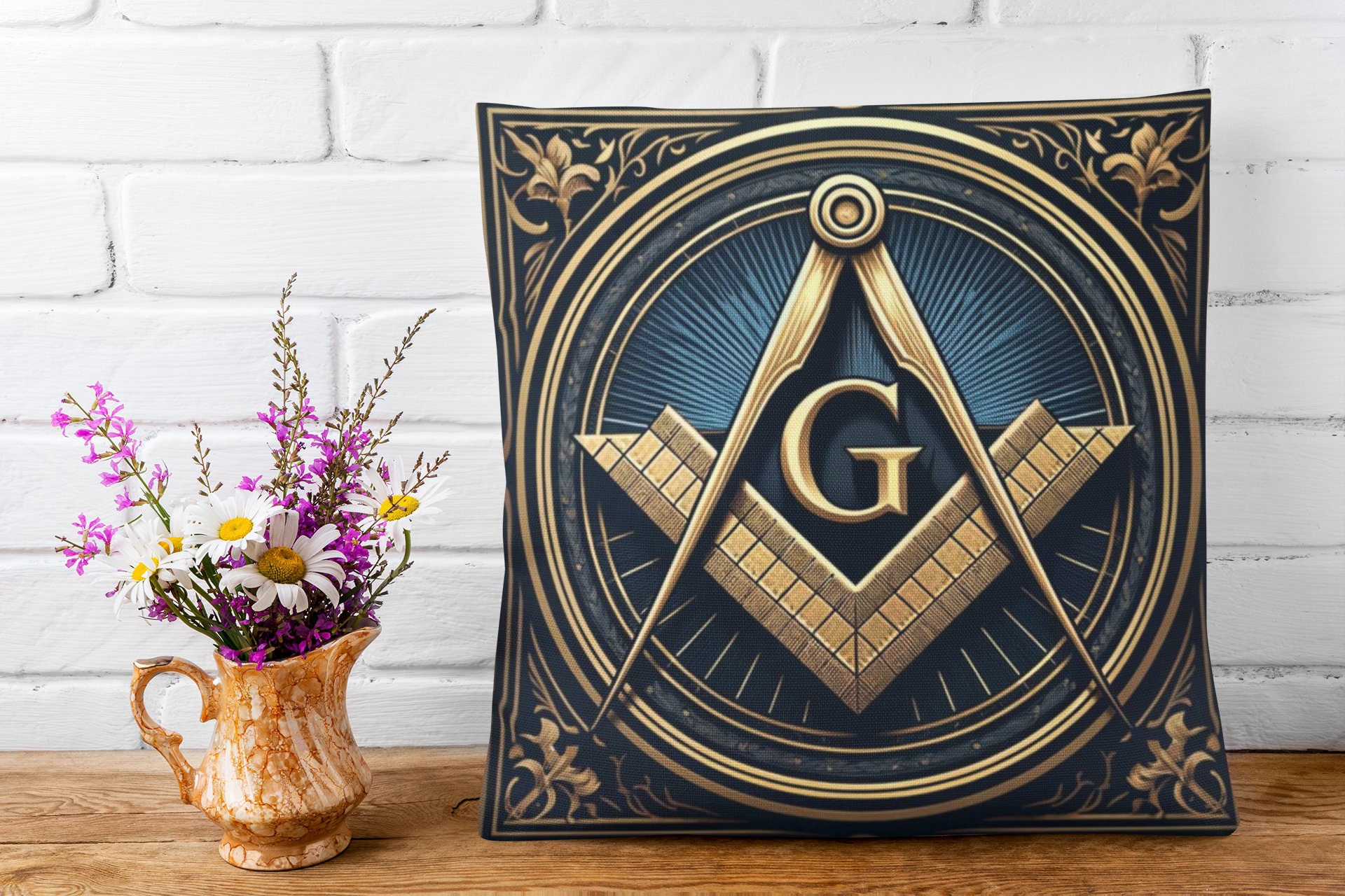 Masonic Emblem Pillow Freemason Design Decorative Indoor Cushion With ...