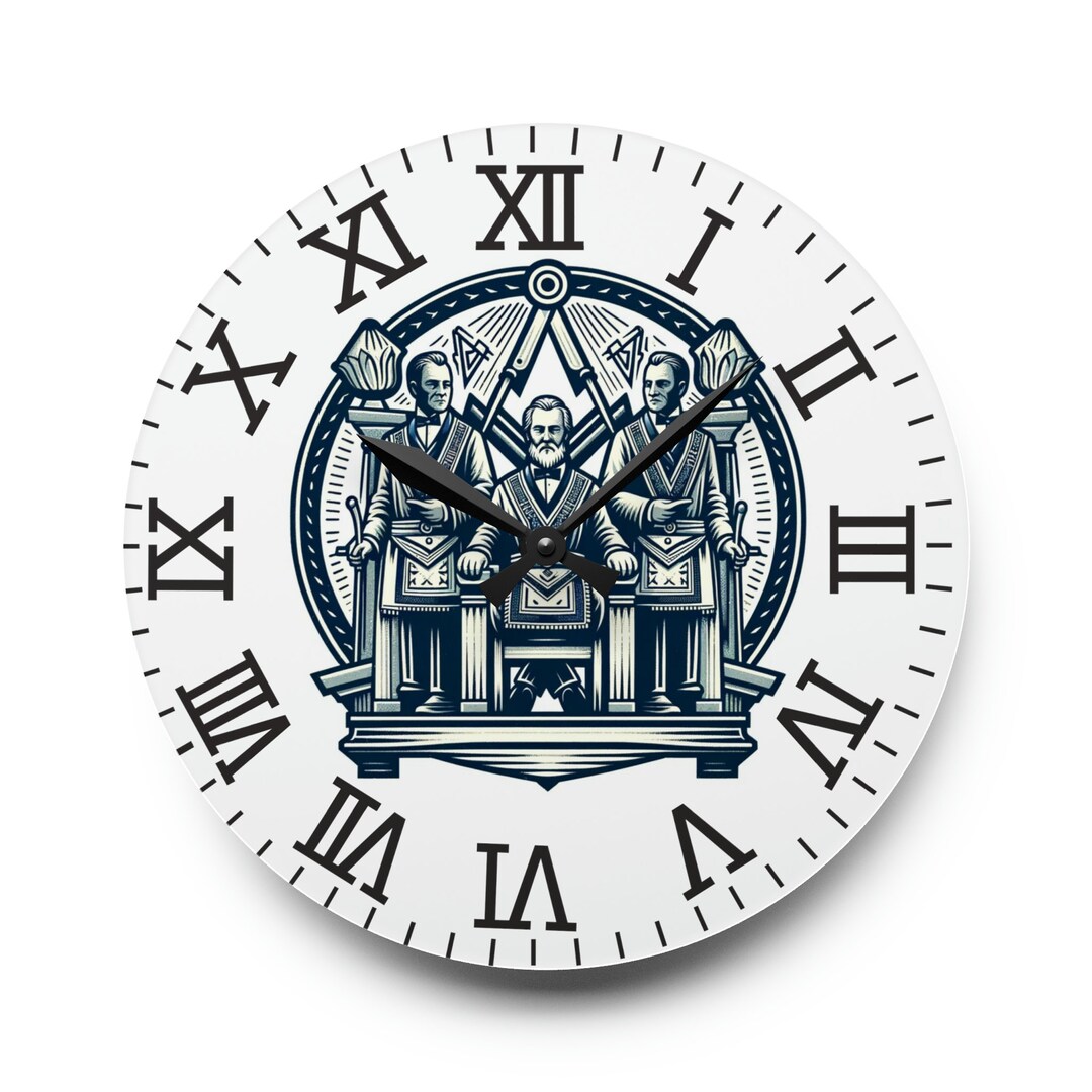 Freemason Acrylic Wall Clock - Customizable Masonic Design Timepiece 2 ...