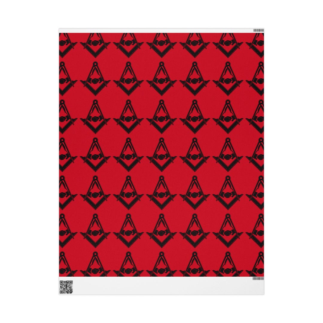 Black Masonic Square and Compass Pattern Wrapping Paper | Red & Black ...