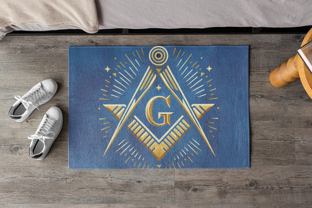 Elegant Masonic Square and Compass Rug | Symbolic Freemason Decor - Etsy