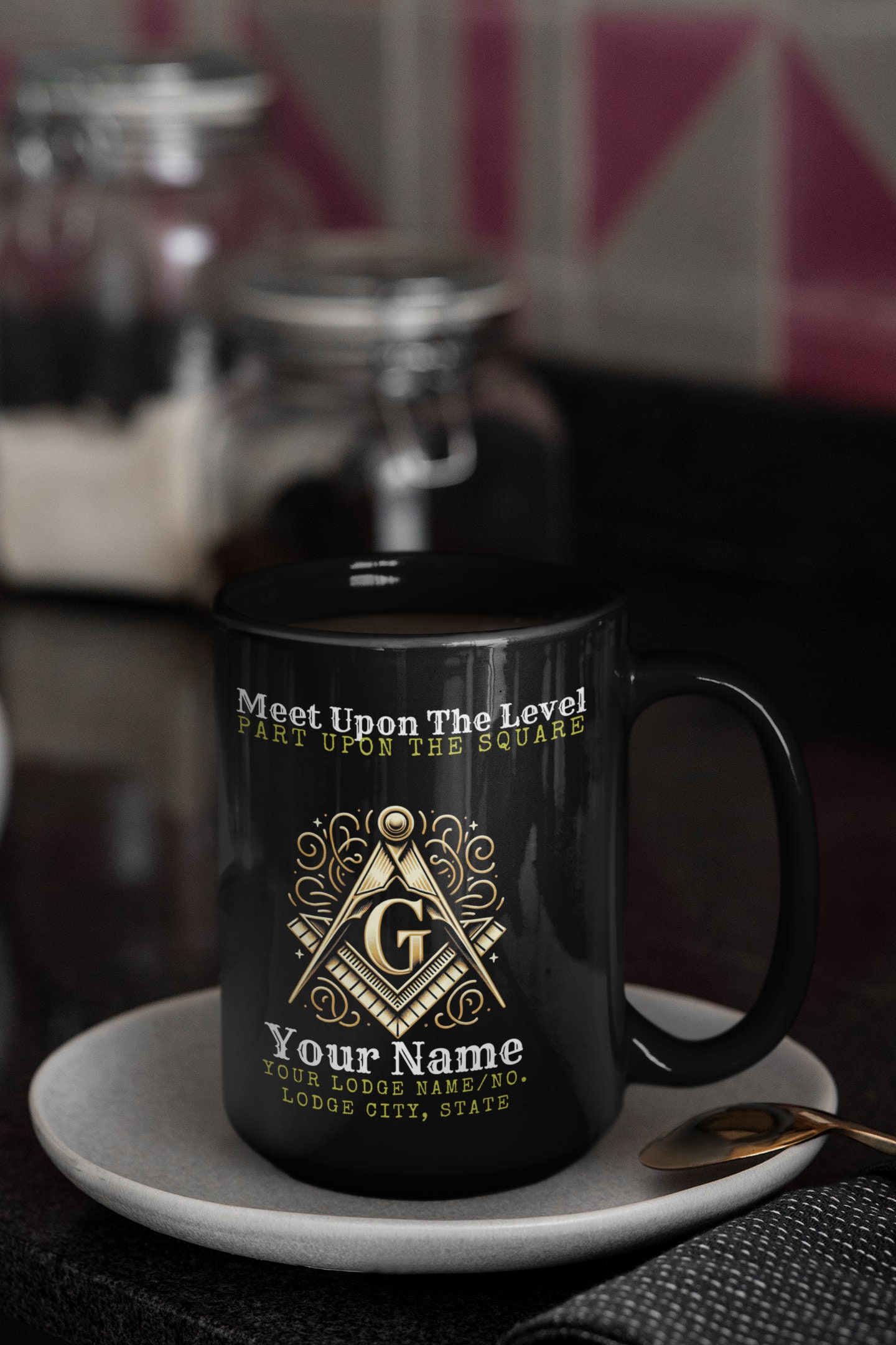 Custom Masonic Level and Square Mug 15 Oz Personalized Freemason Lodge ...