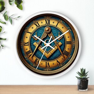 Masonic Wall Clock Freemason Symbol, Elegant Wood Frame - Etsy
