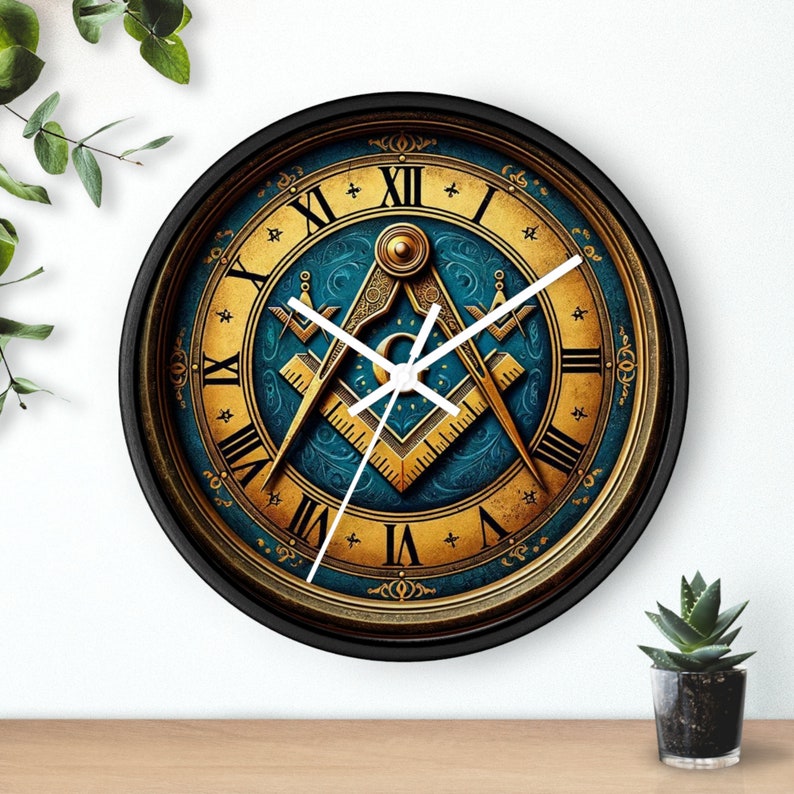 Masonic Wall Clock | Freemason Symbol, Elegant Wood Frame - Etsy