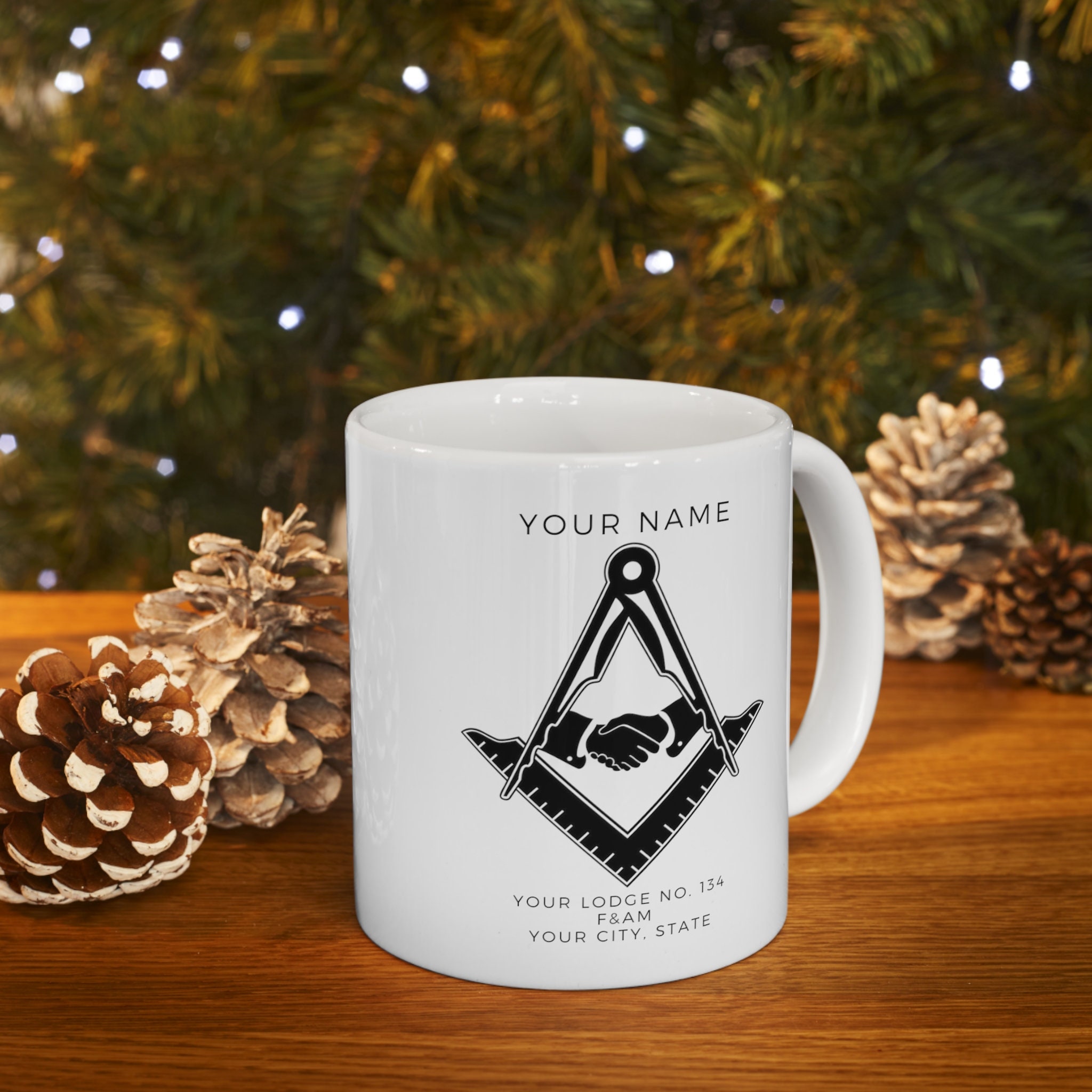 Custom Masonic Ceramic Mug Personalized Freemason Lodge Gift With ...