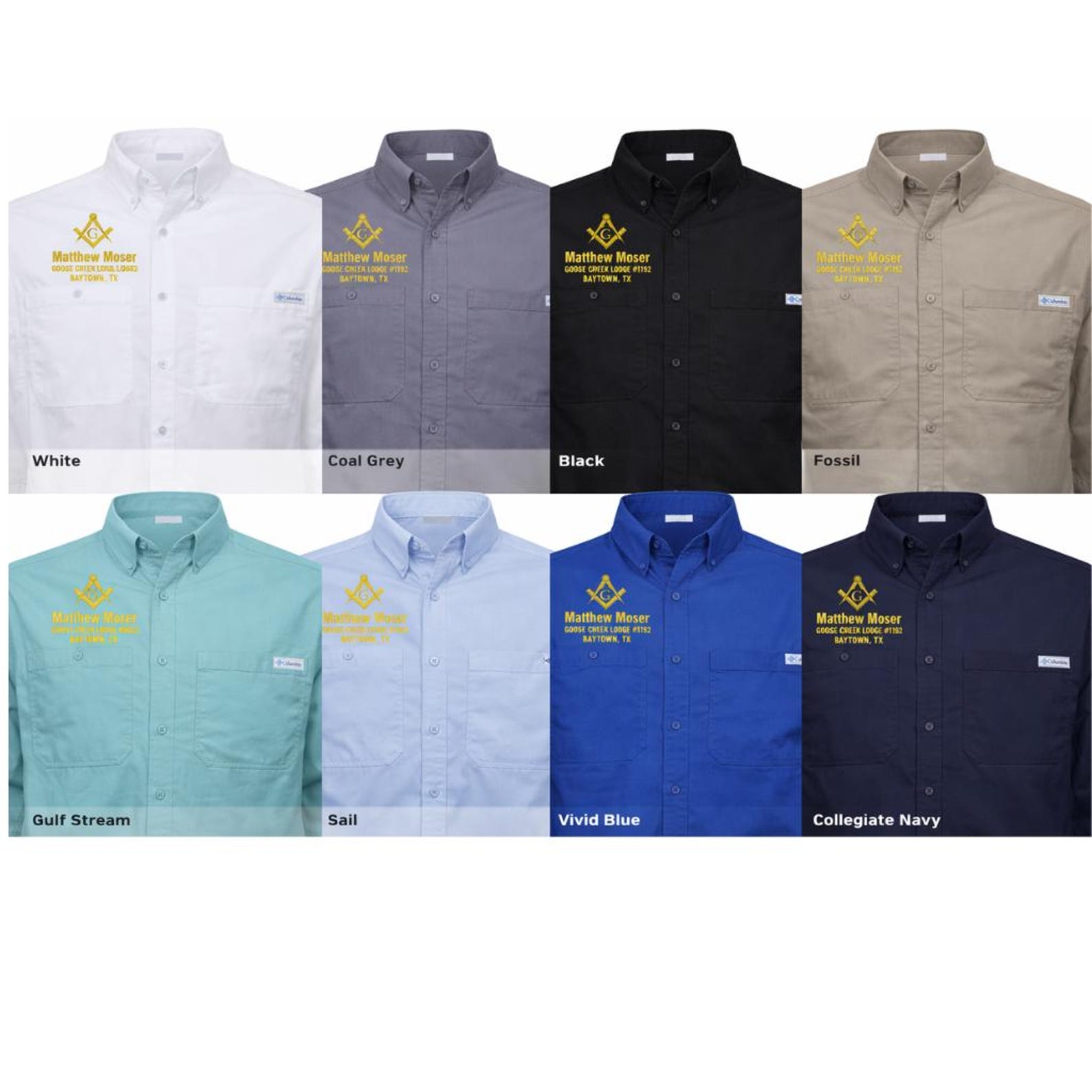 Personalized Masonic Columbia Shirt Custom Lodge Freemason Embroidered ...