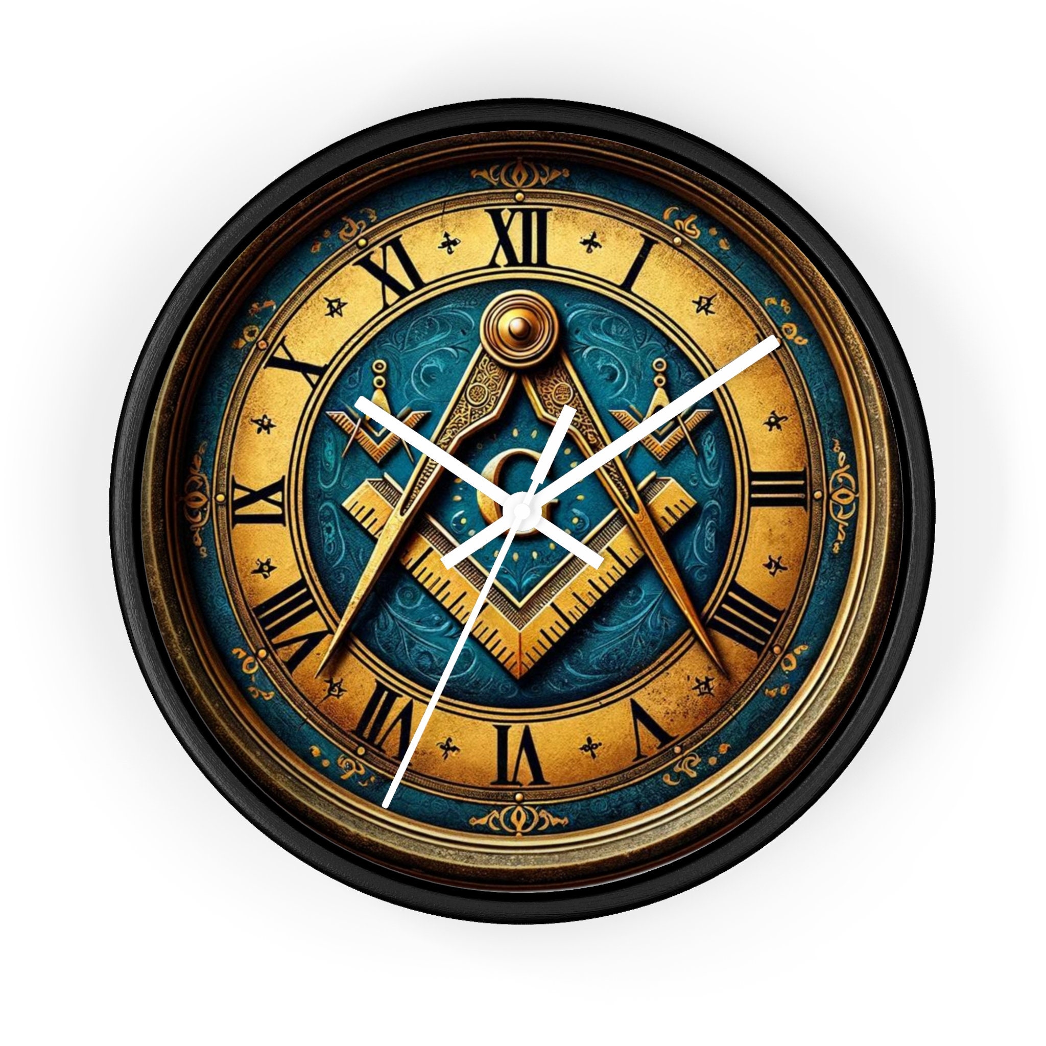Masonic Wall Clock | Freemason Symbol, Elegant Wood Frame - Etsy