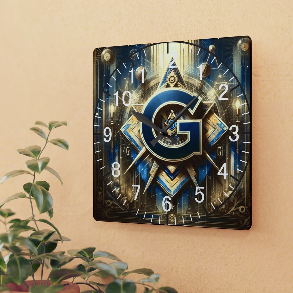 Grand Masonic Square Acrylic Clock - Elegant Freemason Timekeeper - Etsy
