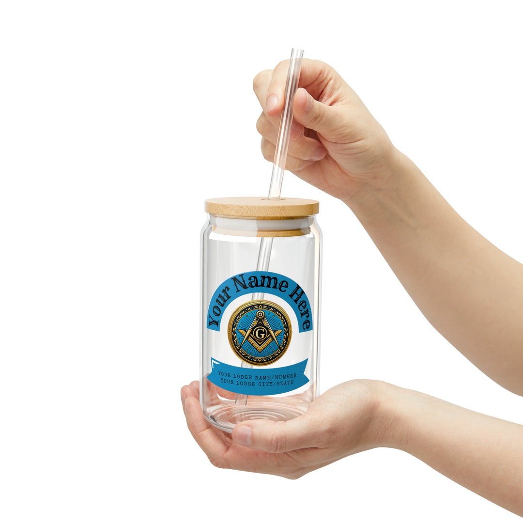 Custom Masonic 16oz Sipper Glass - Personalized Freemason Gift With ...