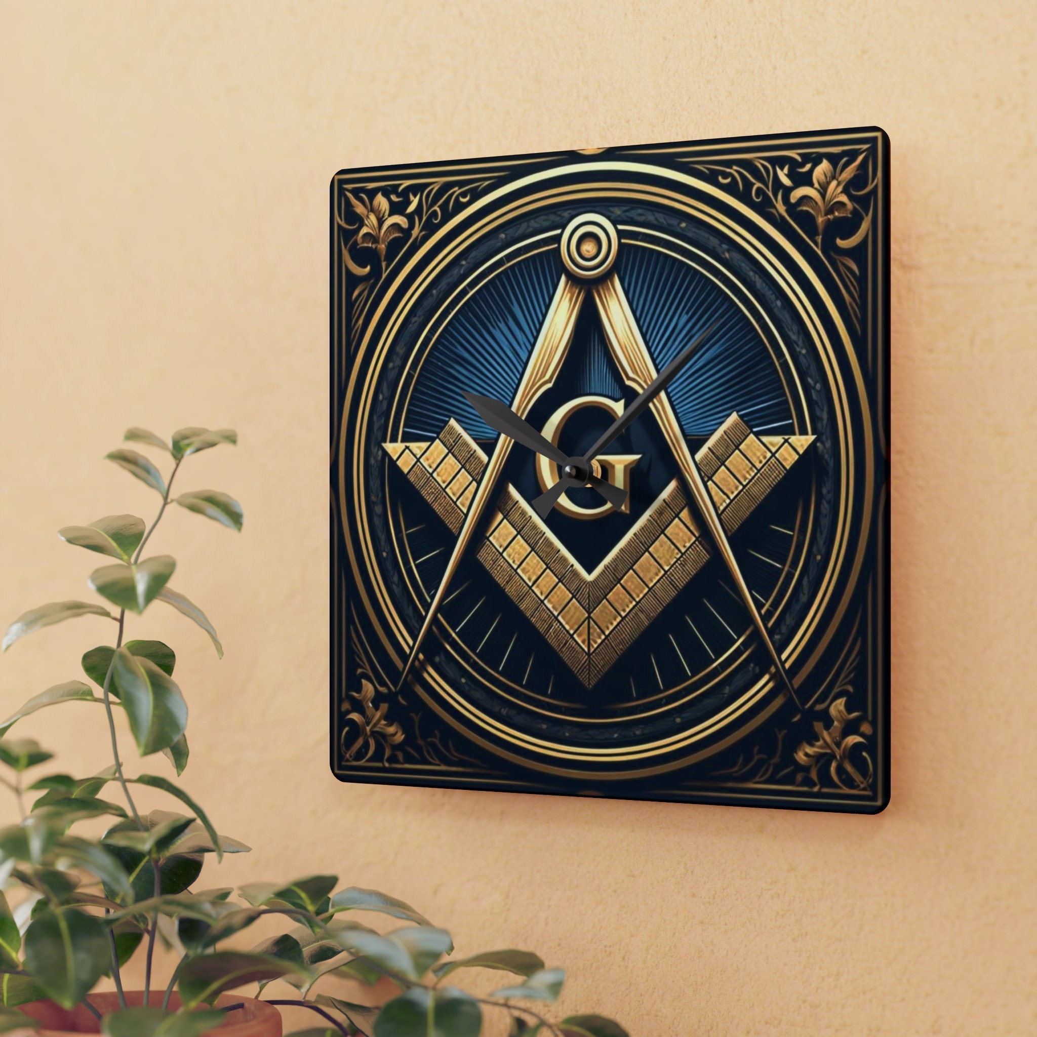 Grand Masonic Square Acrylic Clock Elegant Freemason Timekeeper - Etsy