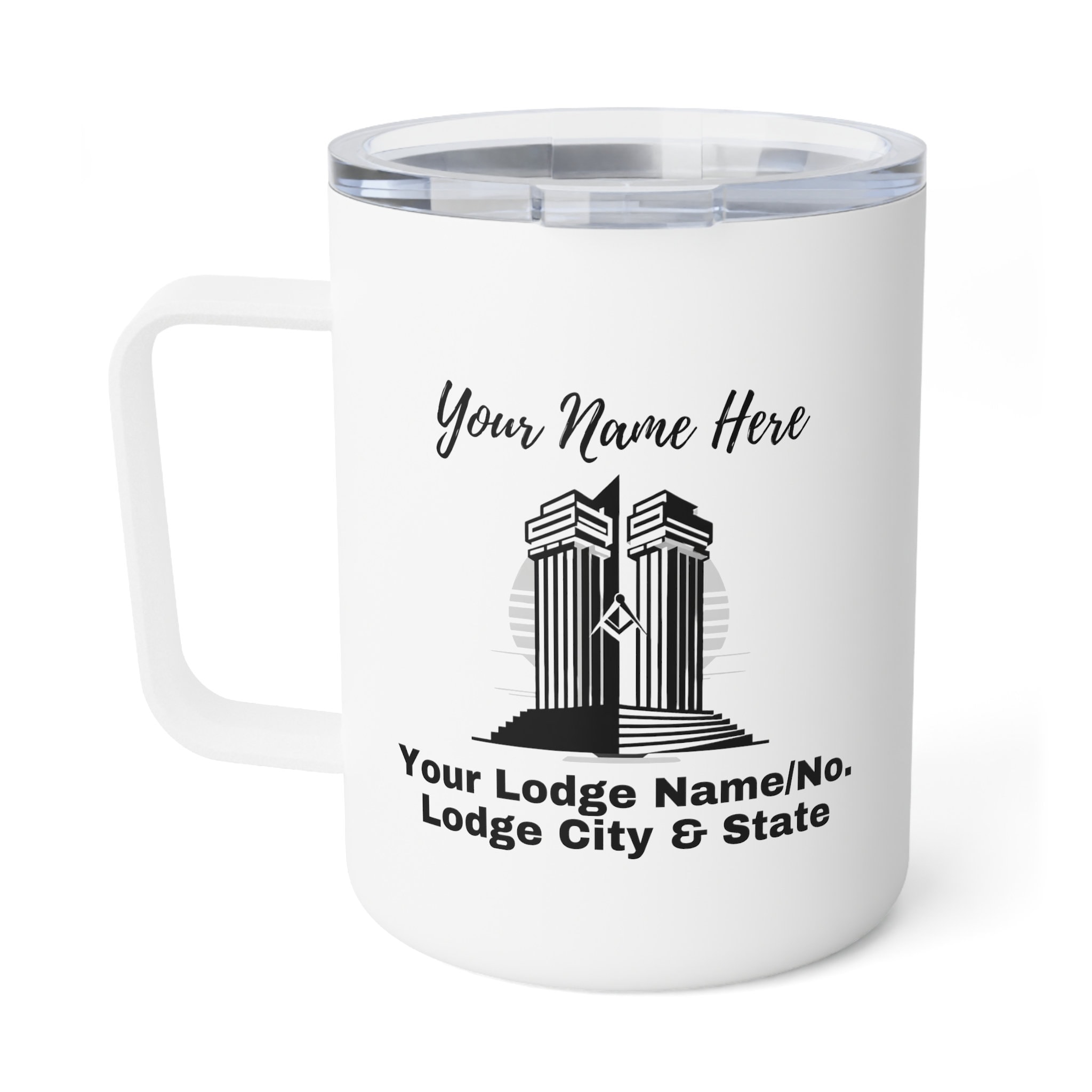 Custom Masonic Insulated Mug - 10oz Personalized Mason Travel Coffee ...