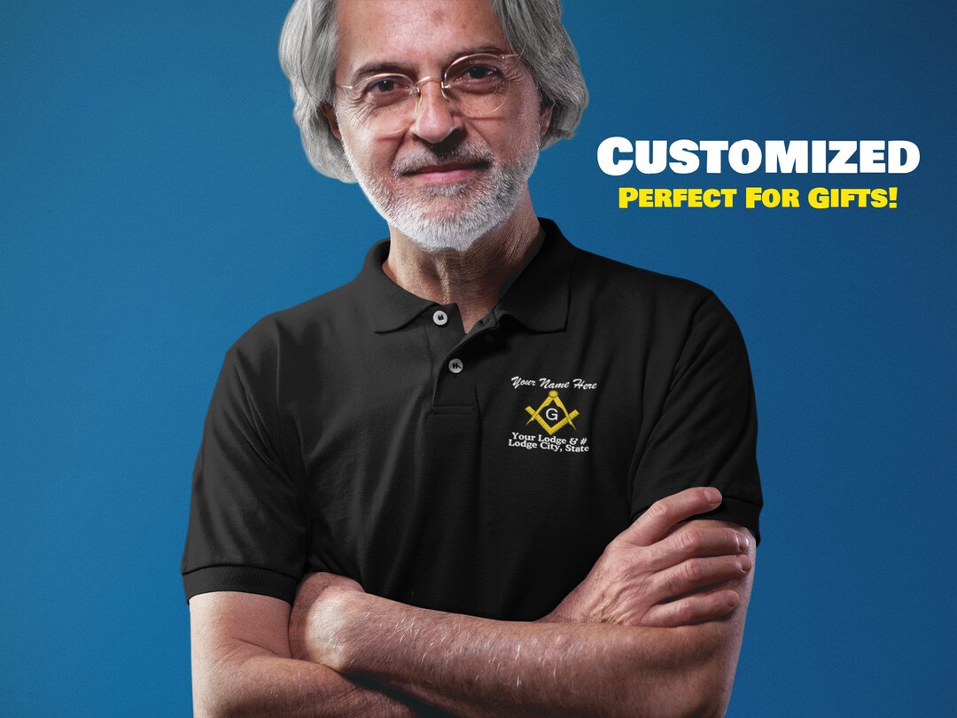 Custom EMBROIDERED Masonic Polo Shirt With Embroidered Emblem ...
