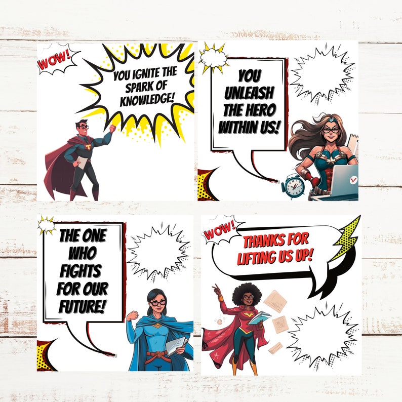 Teacher Appreciation Printable Superhero Thank You Gift Tags - Etsy
