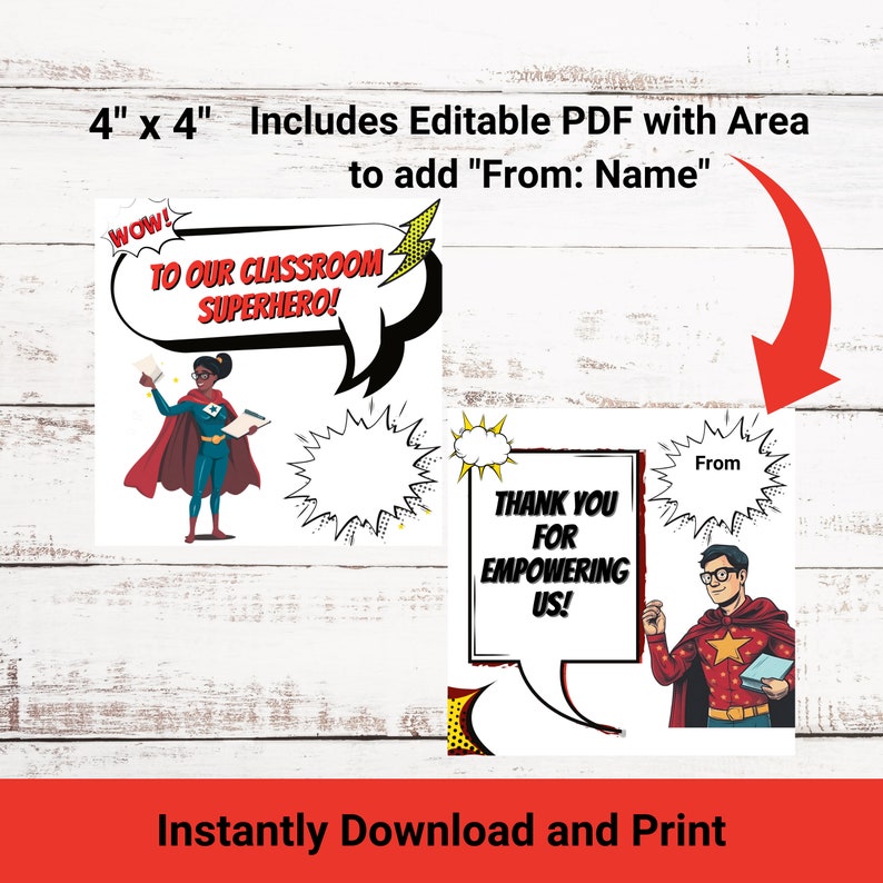 Teacher Appreciation Printable Superhero Thank You Gift Tags - Etsy