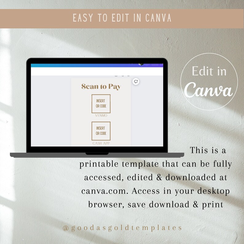 Editable Scan to Pay Card, Editable Canva Template, QR Code Sign ...