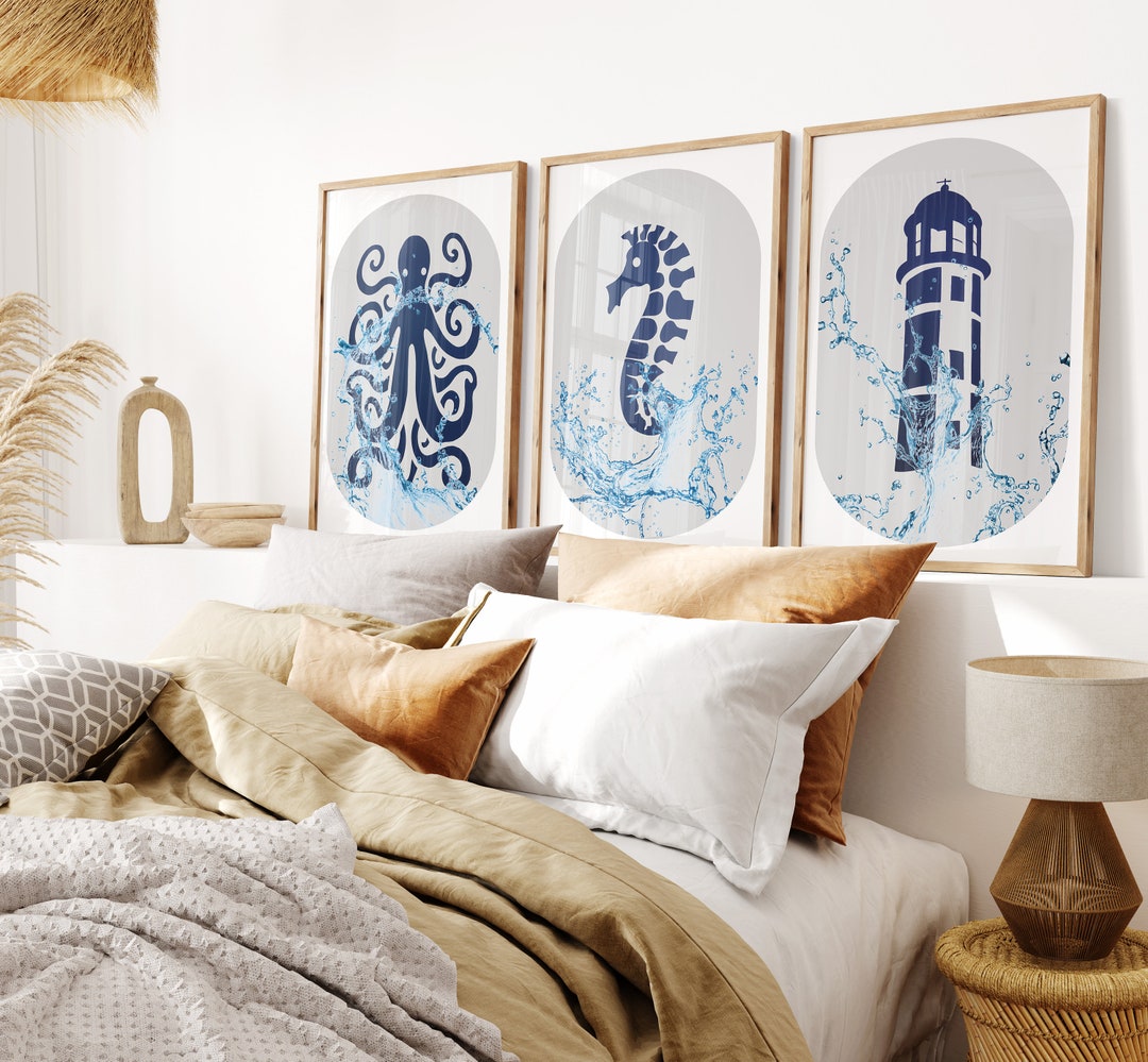 Set of 3 Rounded Border, Nautical-themed Wall Art | Instant Download - Etsy