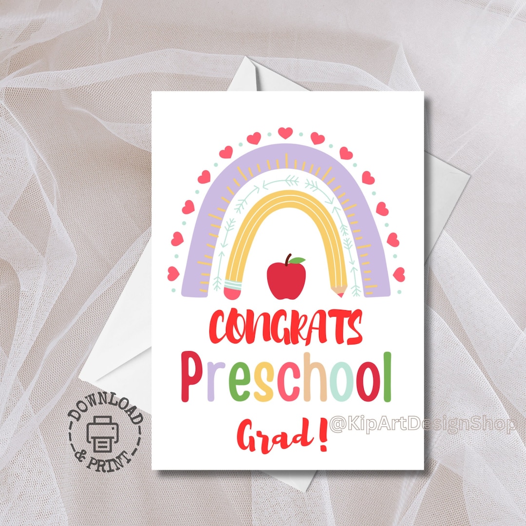 Printable Preschool Graduation Card Printable Graduation Card Cute ...