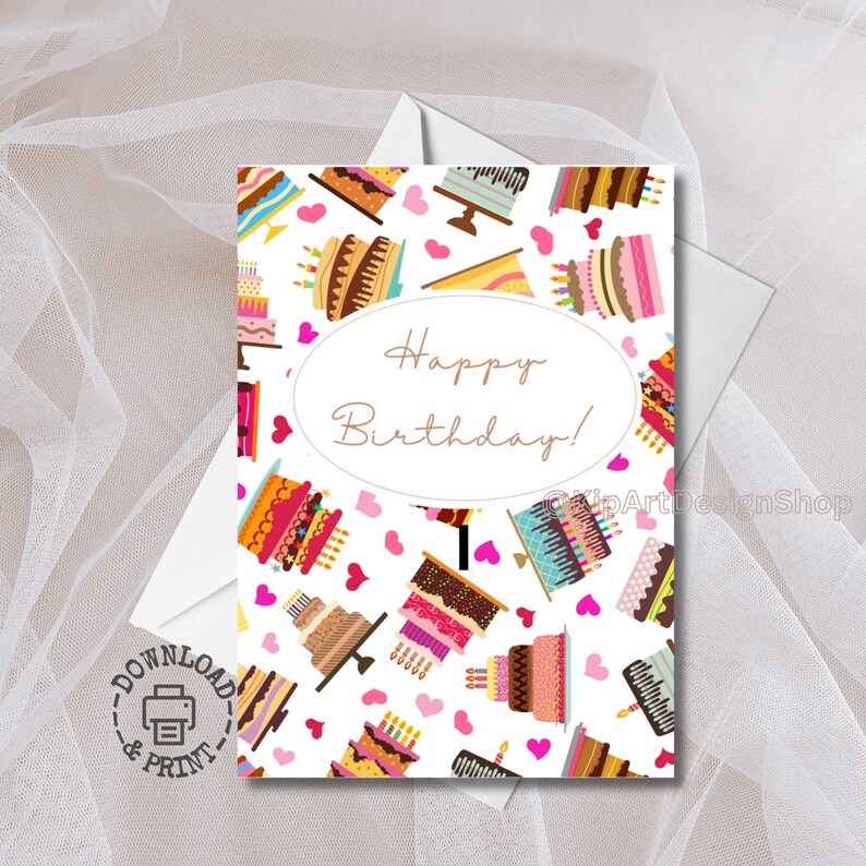 Printable Happy Birthday Card Printable Flower Birthday Card - Etsy