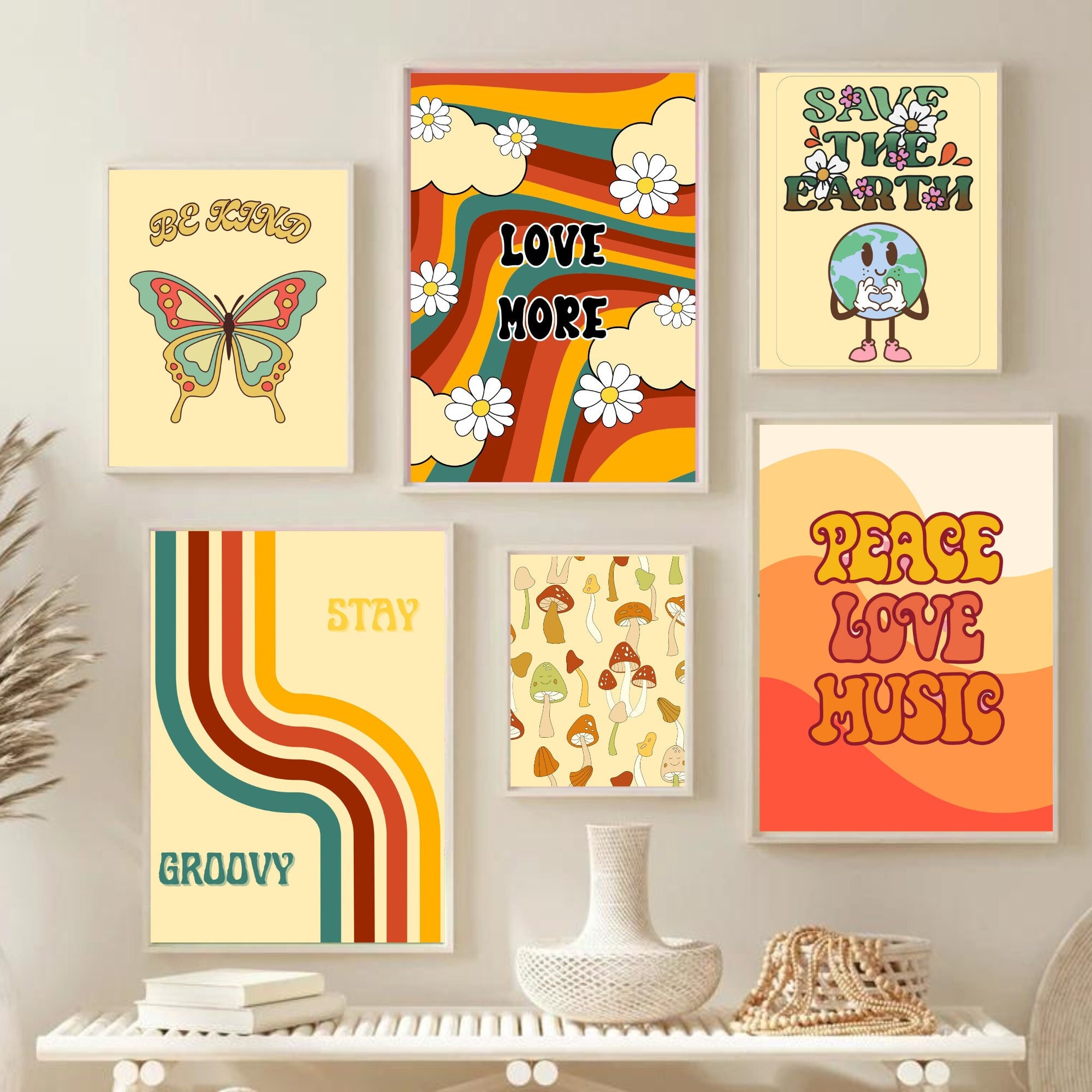 Printable Wall Art Decor Printable 70s Retro Wall Print Hippie Wall Art Boho Wall Art Eclectic ...