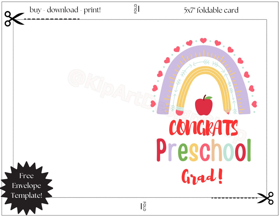 Printable Preschool Graduation Card Printable Graduation Card Cute ...