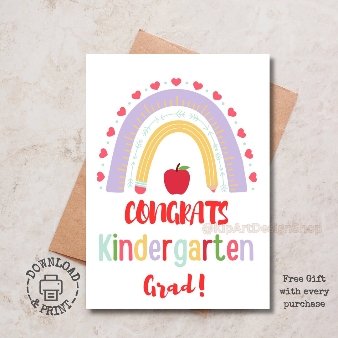 Printable Kindergarten Graduation Card Printable Cute Children's ...