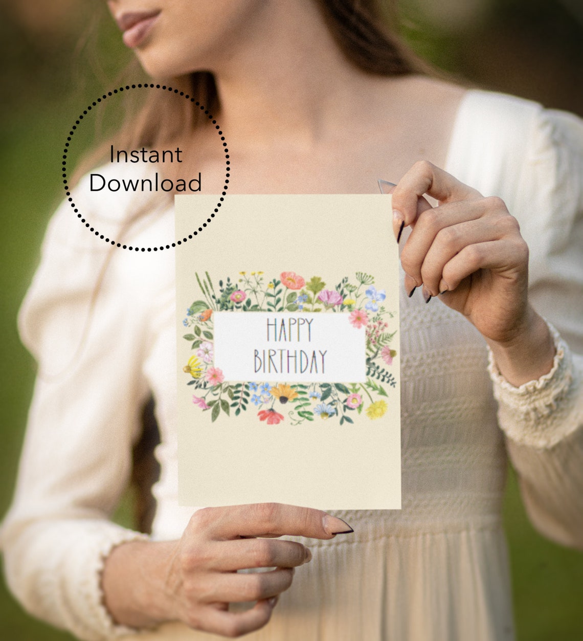 Printable Happy Birthday Card Printable Flower Birthday Card Boho ...