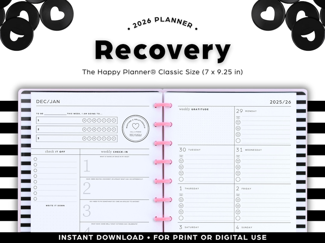 2026 Recovery Planner • the Happy Planner® Classic Size • Instant ...