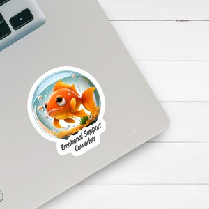 Emotional Support Coworker Fish Sticker | Vinyl Waterproof | Kindle ...