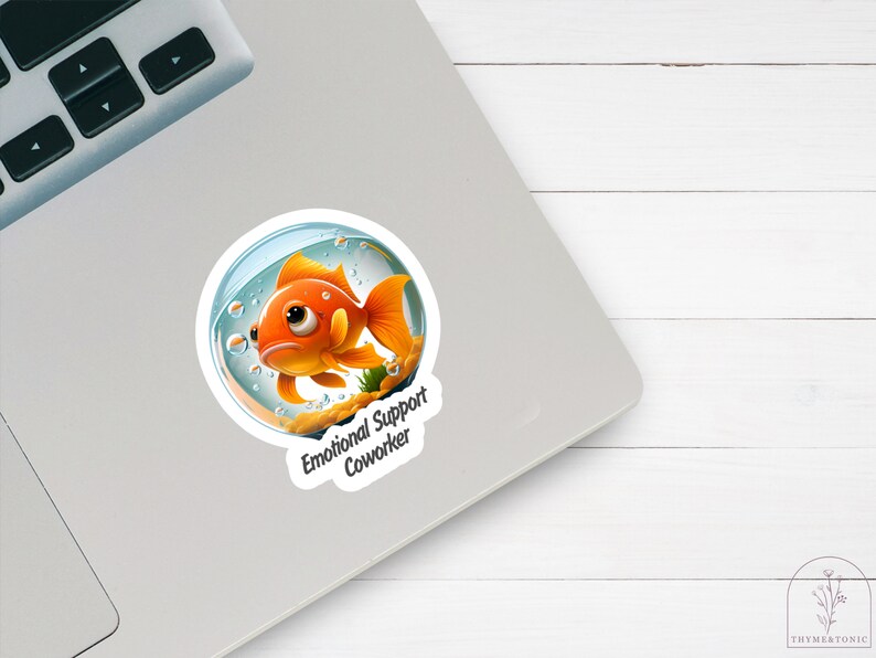 Emotional Support Coworker Fish Sticker | Vinyl Waterproof | Kindle ...
