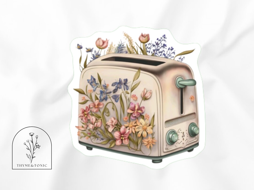 Vintage Toaster With Wildflowers Sticker - Etsy