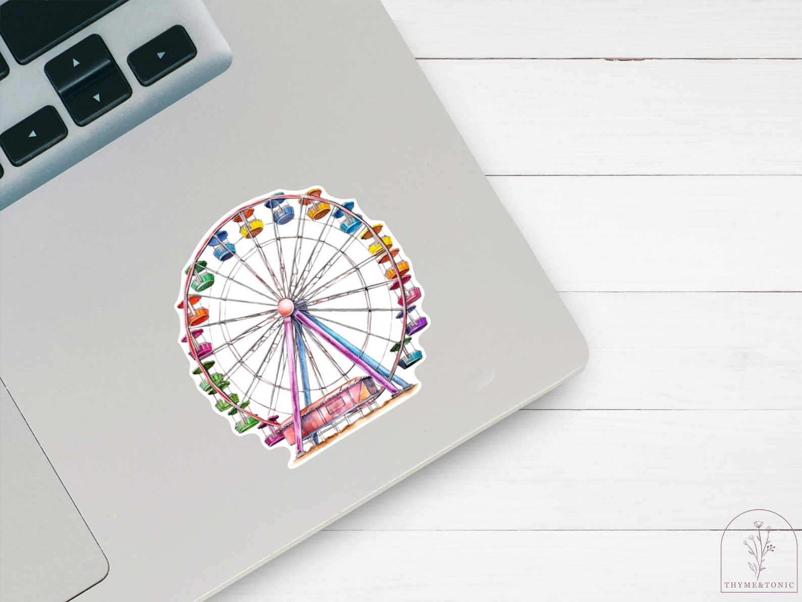 Vintage Ferris Wheel Sticker | Waterproof Vinyl | Cottagecore | Kindle ...
