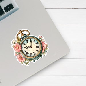 Retro Floral Clock Sticker | Waterproof Vinyl | Cottagecore | Kindle ...