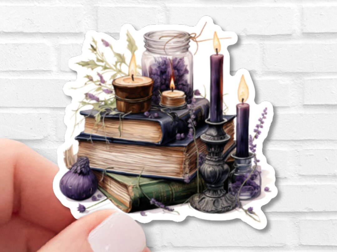 Witch's Books and Candles Sticker | Halloween, Witchy, Spooky | Vinyl ...