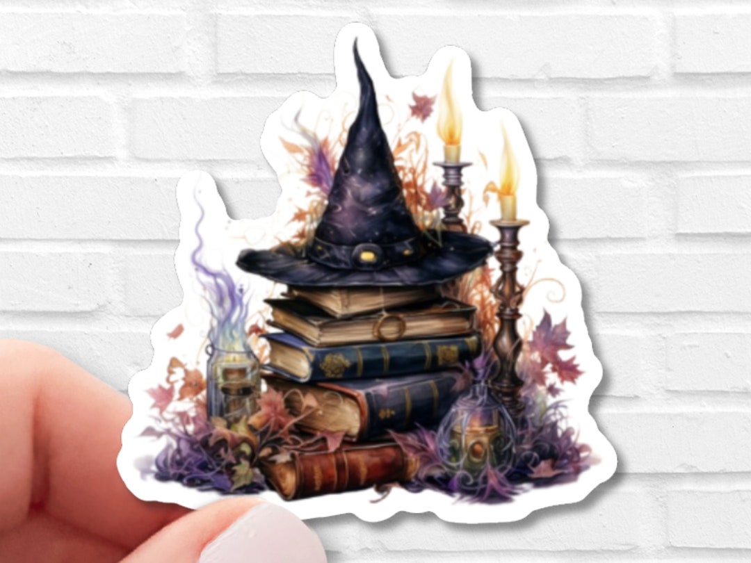Spellbook Witch Hat Sticker, Halloween Bookish Decal for Kindle, Witchy ...