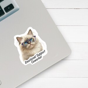 Emotional Support Coworker Ragdoll Cat Sticker | Vinyl Waterproof ...
