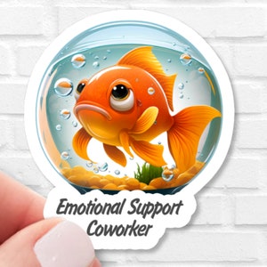 Emotional Support Coworker Fish Sticker | Vinyl Waterproof | Kindle ...