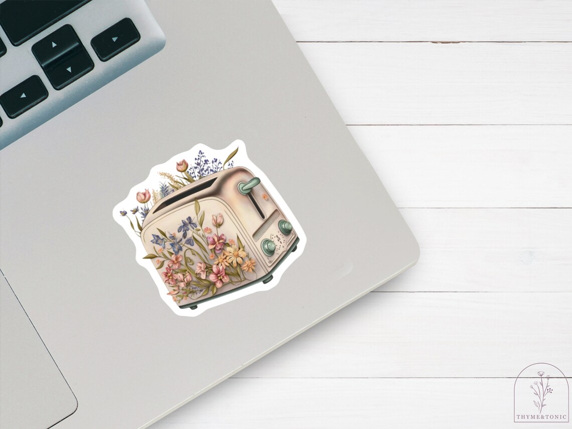 Vintage Toaster With Wildflowers Sticker Vinyl Waterproof - Etsy