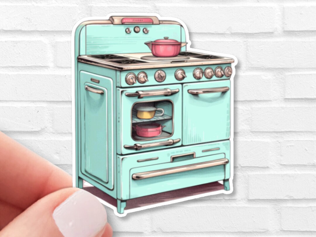 Retro Oven Range Kitchen Sticker | Waterproof Vinyl | Cottagecore ...