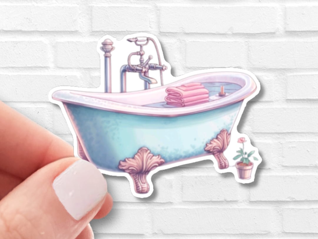 Retro Bath Tub Sticker | Waterproof Vinyl | Cottagecore | Kindle ...