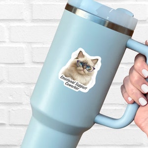 Emotional Support Coworker Ragdoll Cat Sticker | Vinyl Waterproof ...