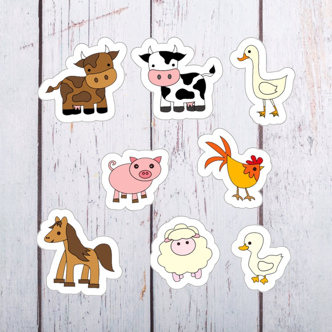 Mini Stickers, Mini Barn Stickers, 8-pack, Animal Stickers, Cute ...