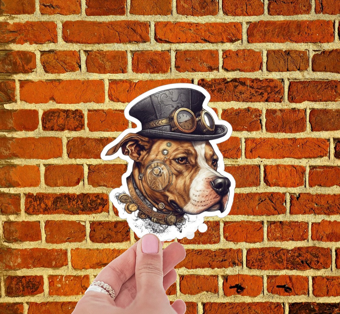 Pitbull Sticker, Steampunk Decal, Dog Sticker, Pitbull Decal, Steampunk ...
